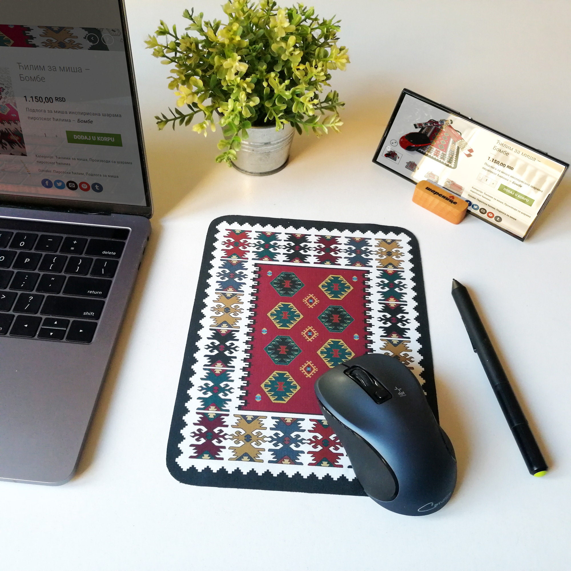 Mouse Rug Pirot Kilim Motifs Mouse Pad Screen Cleaner and - Etsy