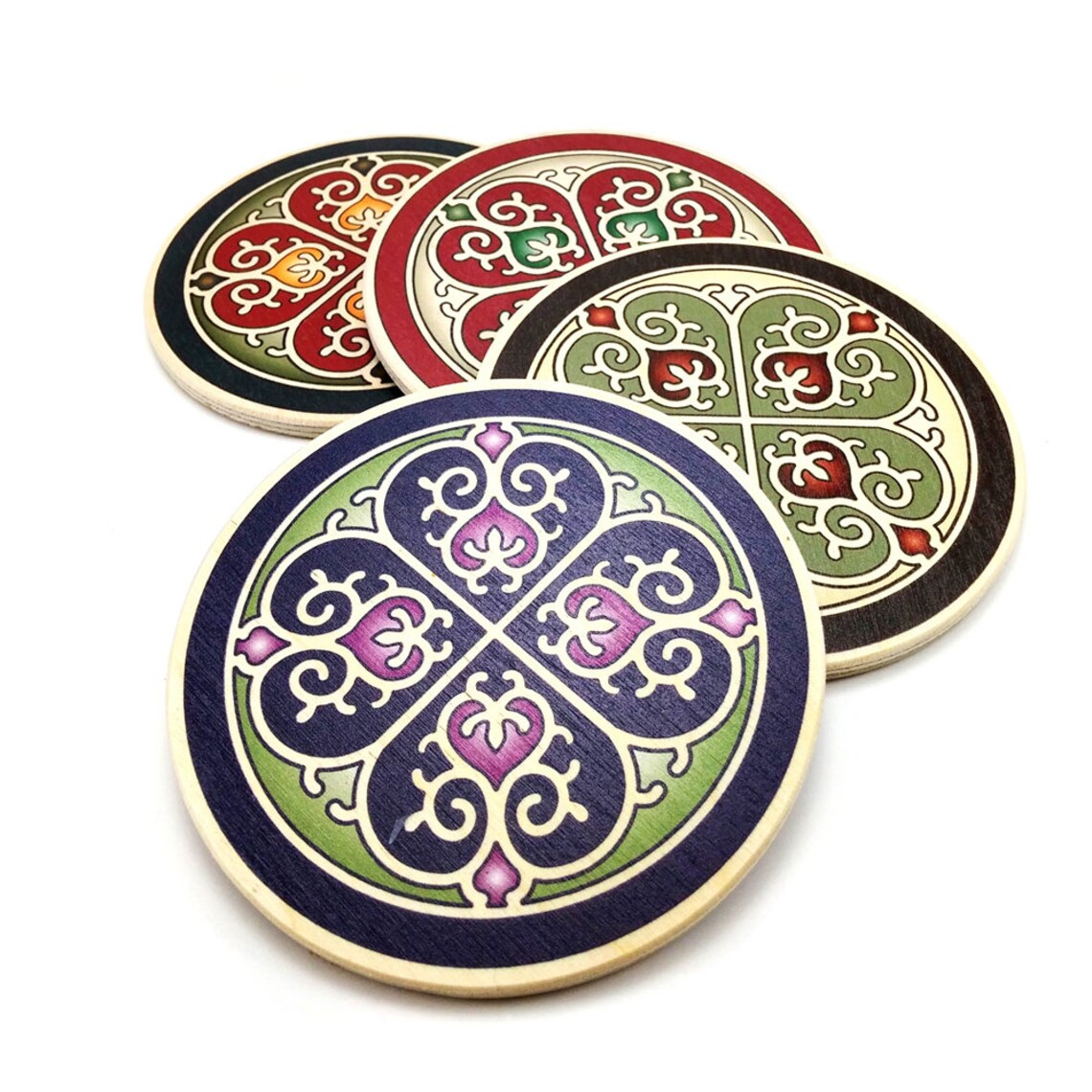 Wood Coasters Serbian Medieval Monastery Ornaments UV Print Cardboard ...