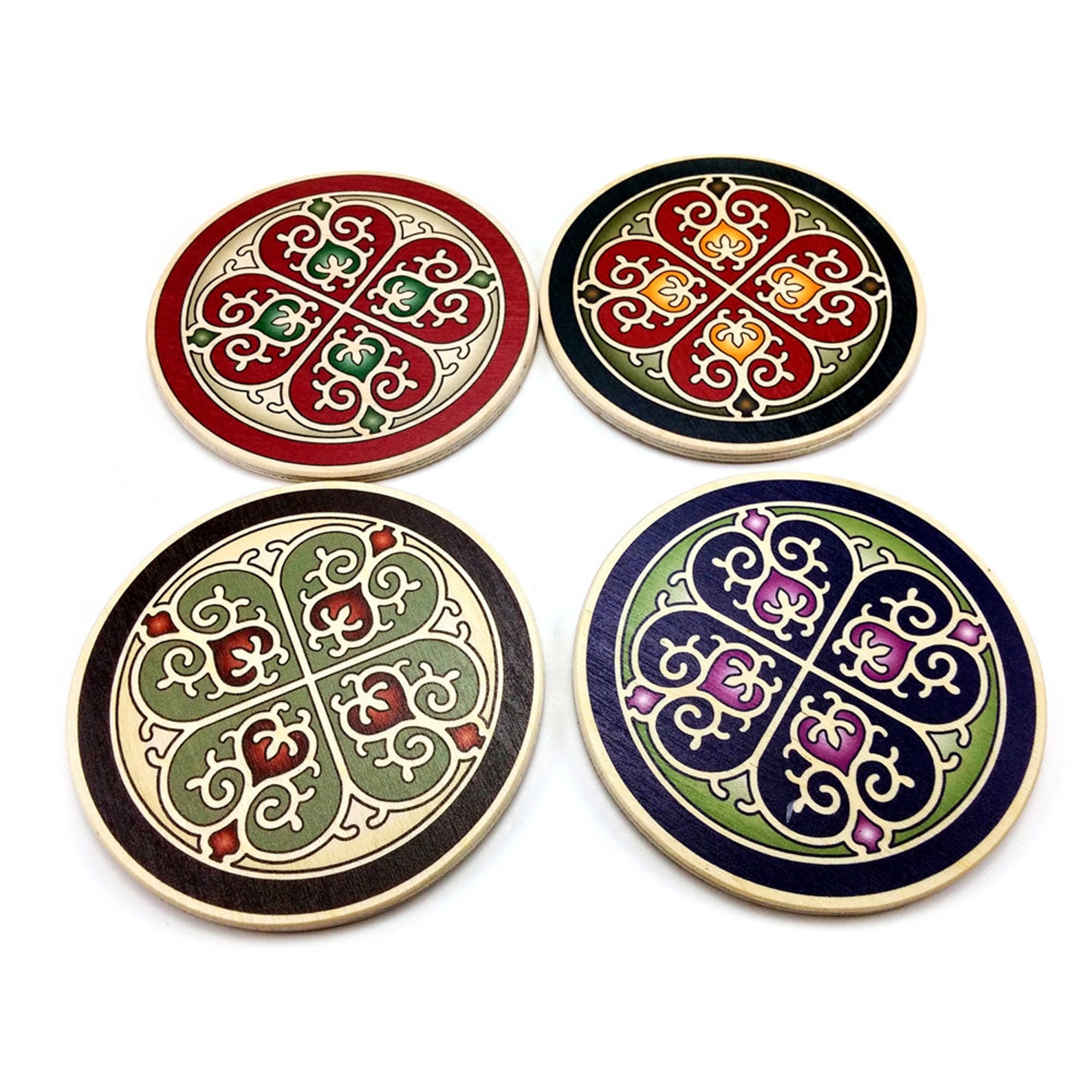 Wood Coasters Serbian Medieval Monastery Ornaments UV Print Cardboard ...