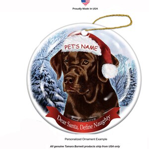 Labrador Chocolate (english) - Santa Hat Christmas Ornament - Etsy