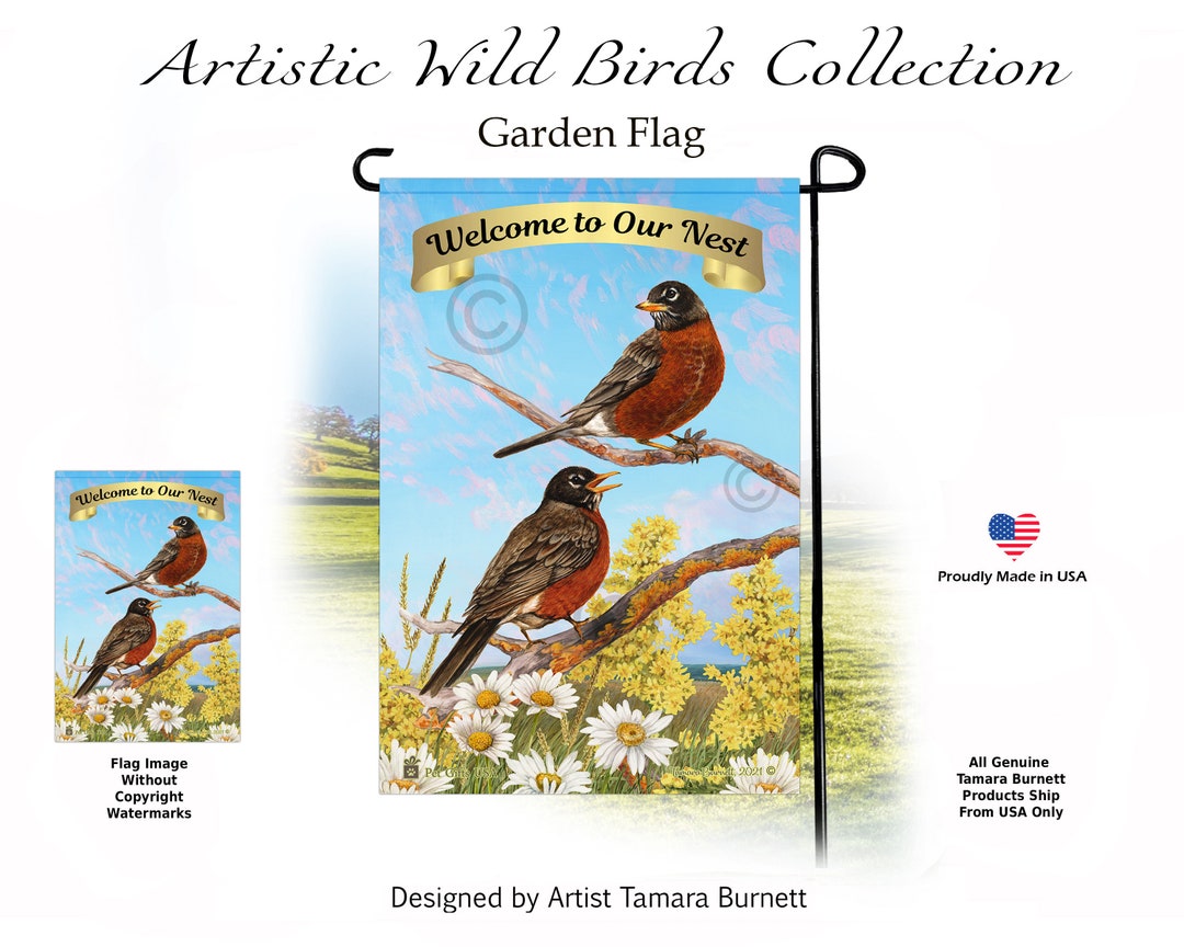 American Robin - Welcome to Our Nest Garden Flag - Etsy