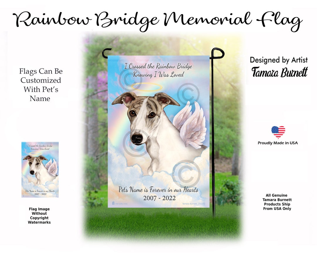 Whippet Fawn Brindle & White - Pet Memorial Garden Flag With ...