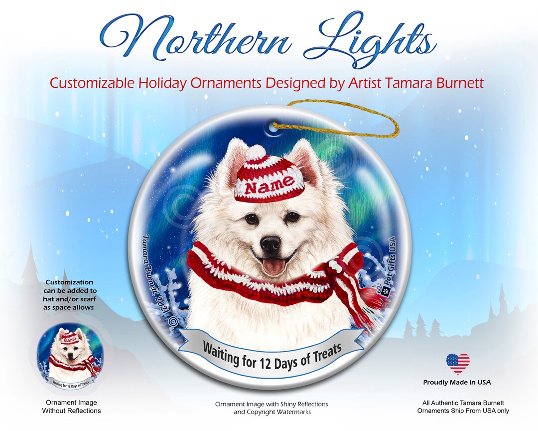 American Eskimo Northern Lights Christmas Ornament - Etsy