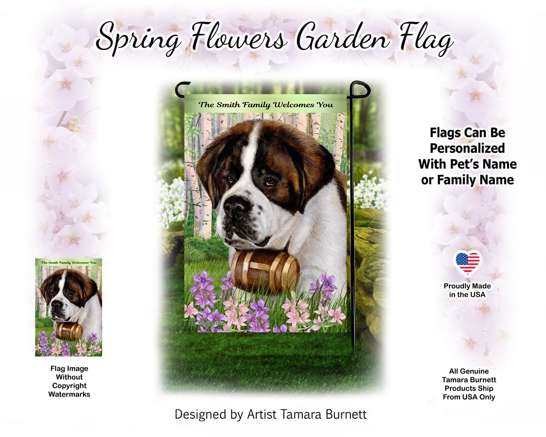 Saint Bernard Spring Design Garden Flag - Etsy