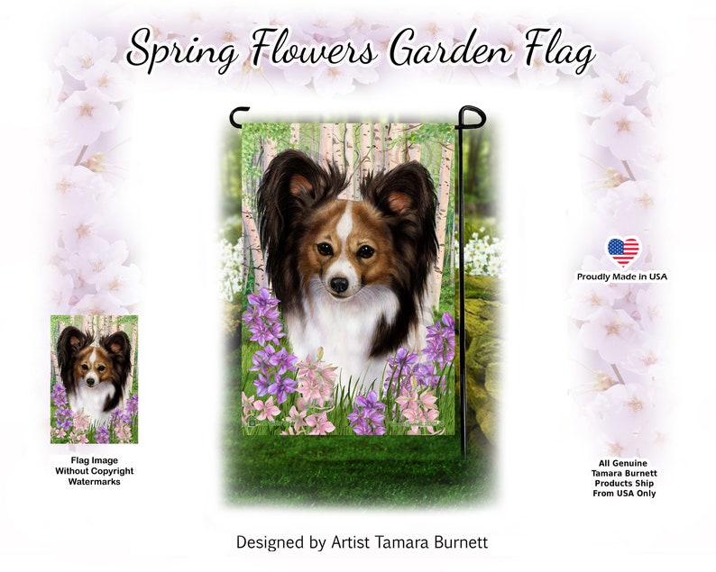 Papillon Hound Tri Spring Design Garden Flag - Etsy