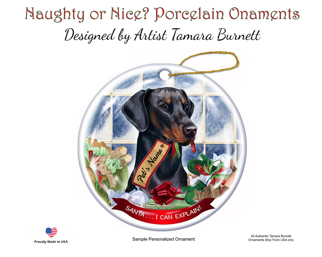 Doberman Black and Tan Drop Ears, Santa I Can Explain Christmas ...