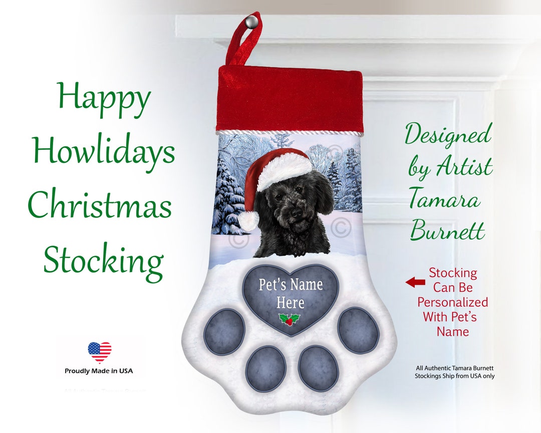 Labradoodle Poodle Cut Black Christmas Stocking ( Can Personalize With ...