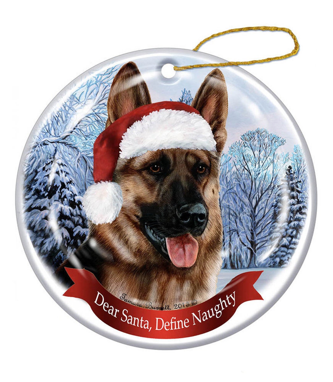 German Shepherd Fawn Sable - Santa Hat Christmas Ornament - Etsy