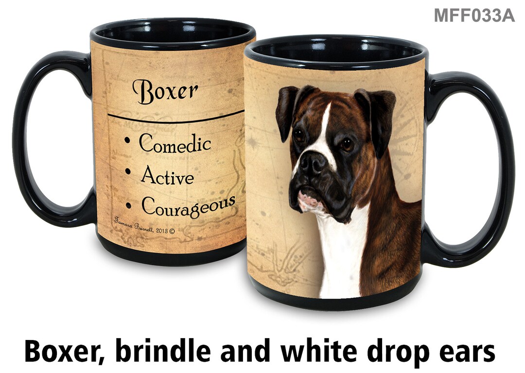 Boxer Brindle Uncropped 15 Oz Coffee Mug - My Faithful Friend - Etsy
