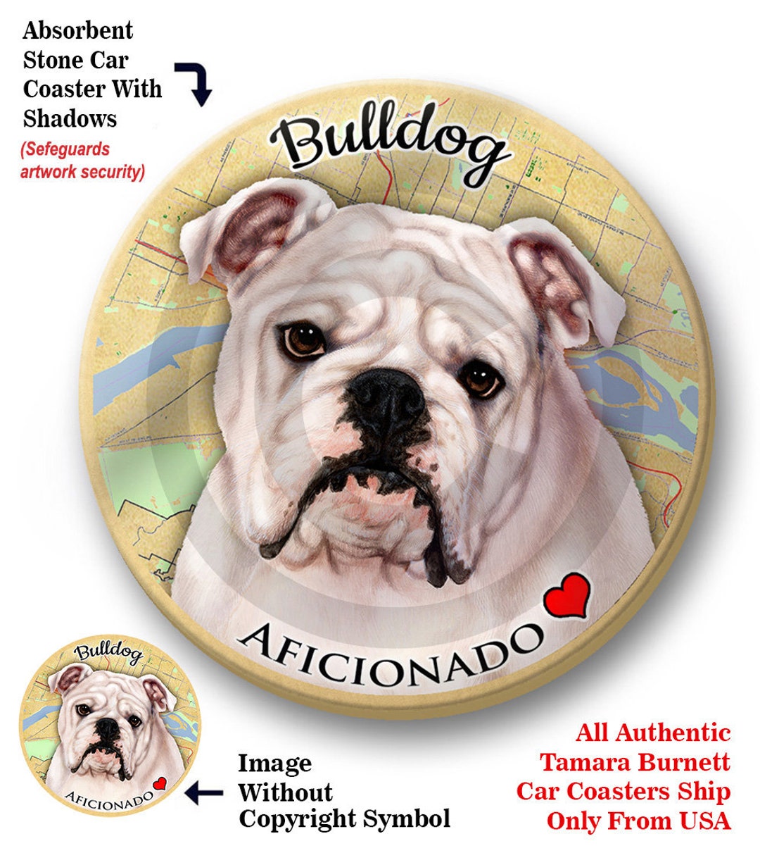 Pack of Two English Bulldog white Pet Gifts Coaster - Etsy