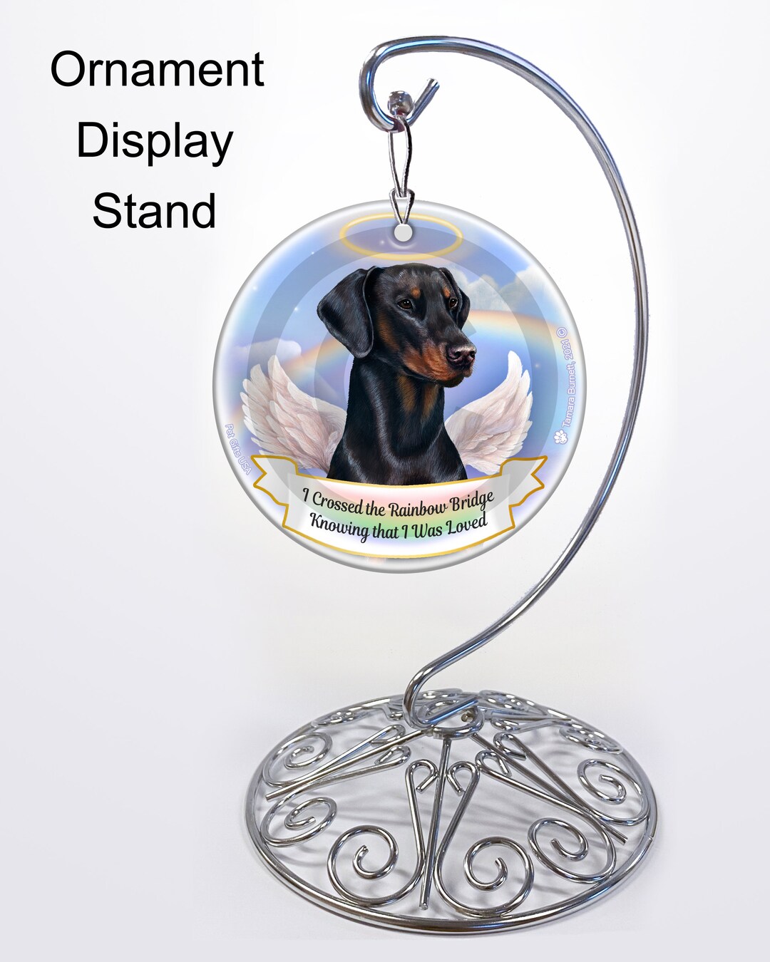 Doberman Black Uncropped - Memorial Ornament With Personalization ...