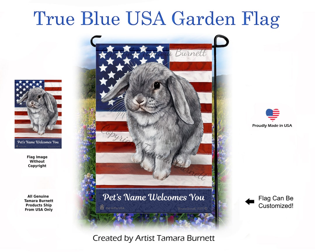 Mini Lop Chinchilla Rabbit - True Blue Patriotic Garden Flag - Etsy