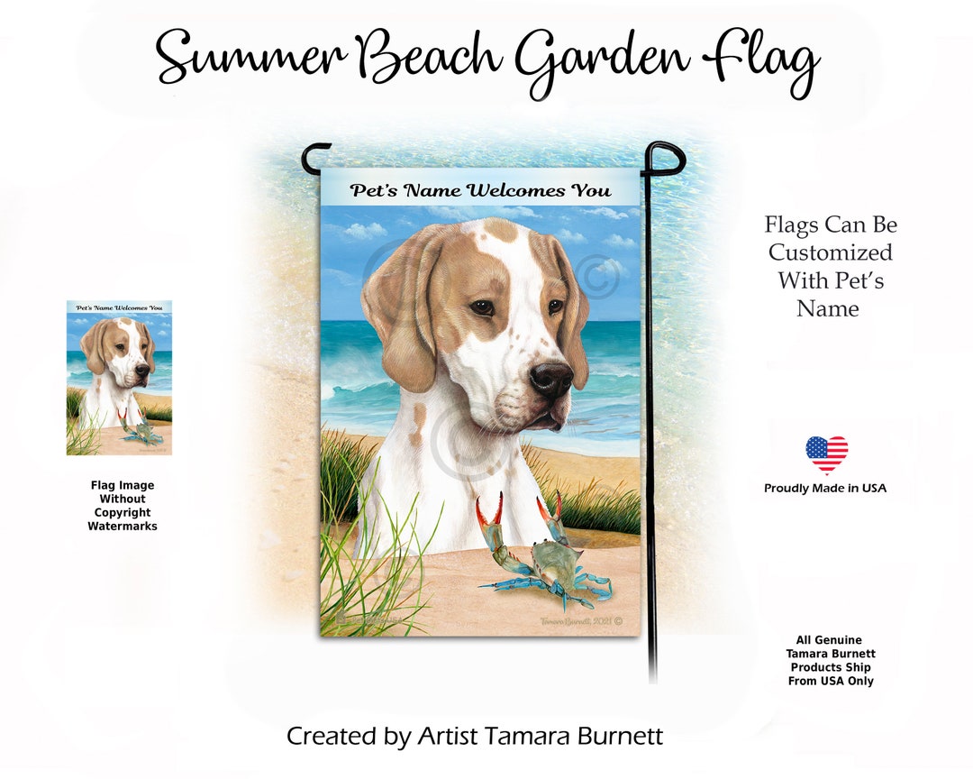 English Pointer Lemon & White Summer Beach Scene Garden Flag - Etsy