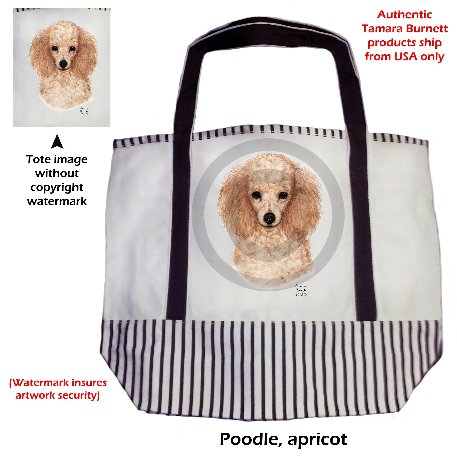 Dog Tote Bag - Poodle Apricot Tote Size is 20" X 15" X 7" (when Filled ...