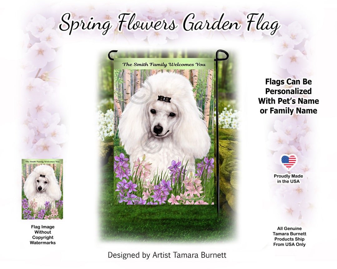 Poodle Mini White Spring Design Garden Flag - Etsy