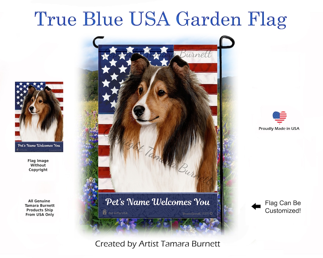 Sheltie Sable - True Blue Patriotic Garden Flag - Etsy