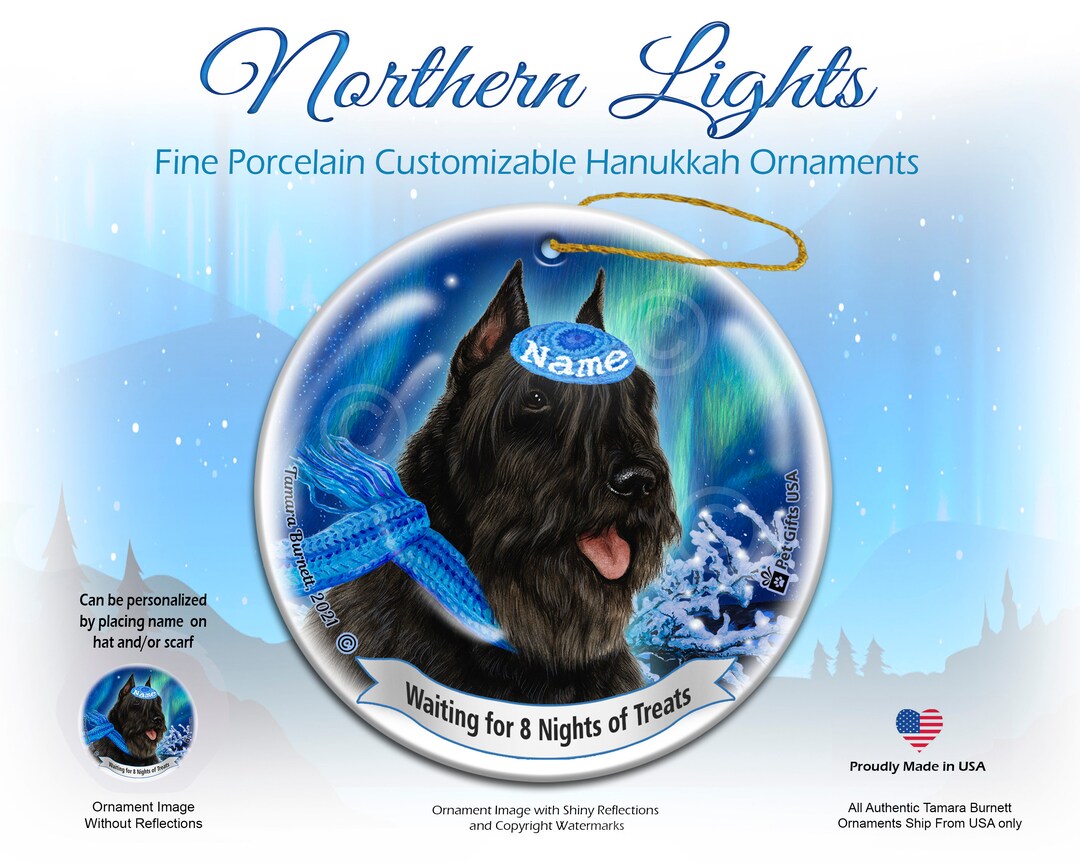Bouvier Black Northern Lights Hanukkah Ornament - Etsy