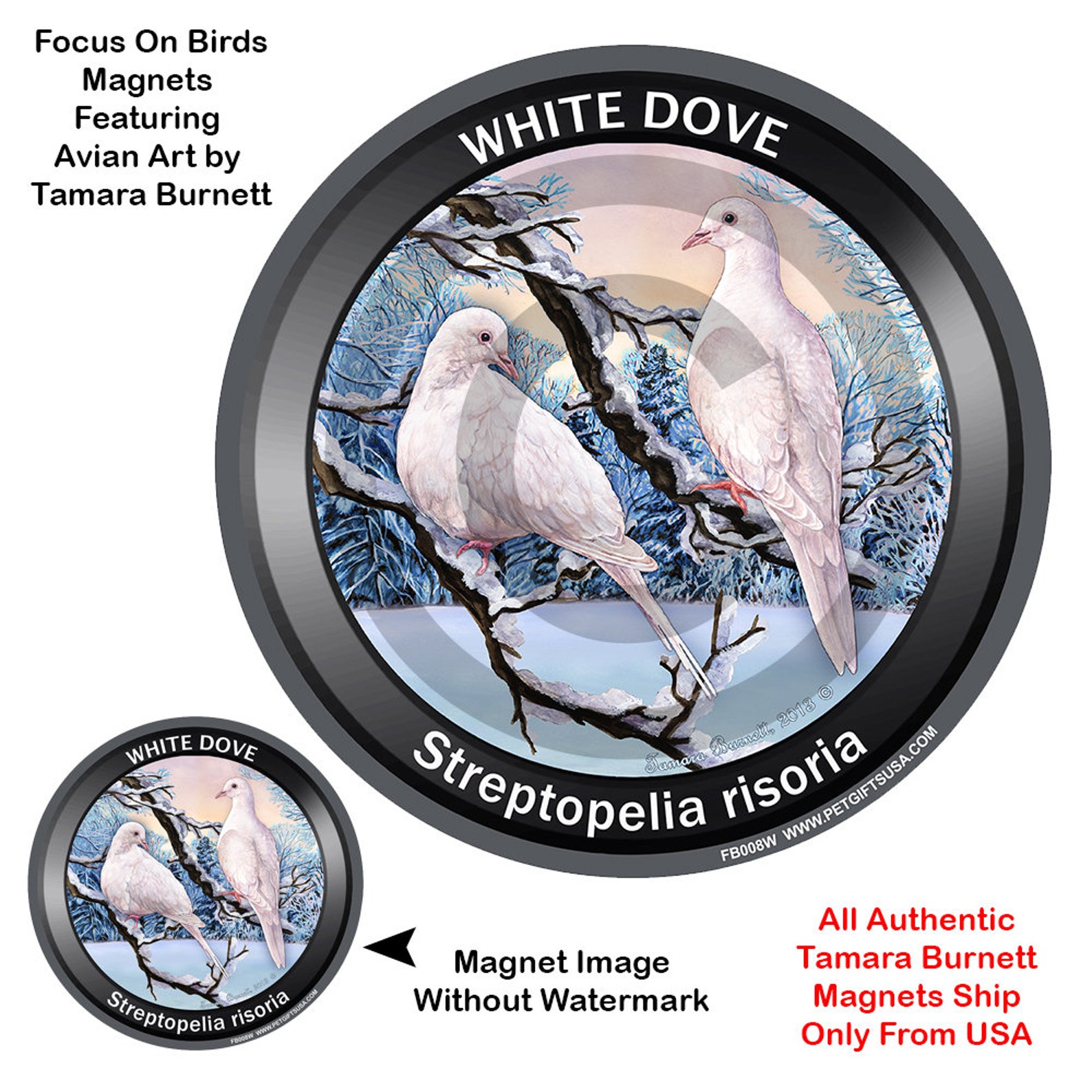 Bird Magnets White Dove Winter | Etsy