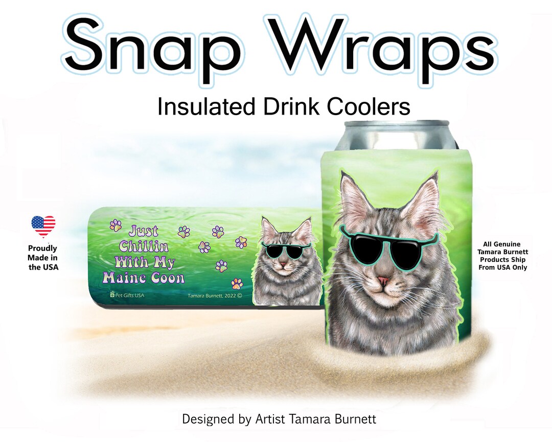 Maine Coon Blue Cat Snap Wrap (insulated Can Cooler) - Etsy