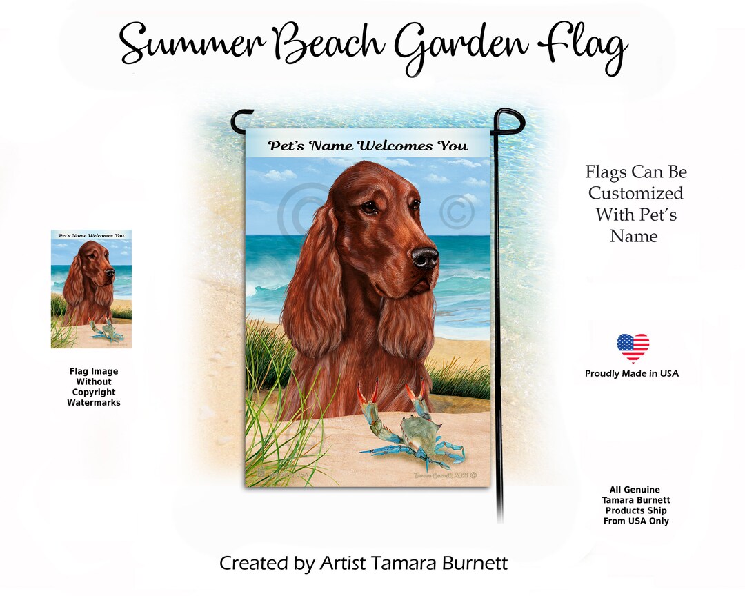 Irish Setter Red Summer Beach Scene Garden Flag - Etsy