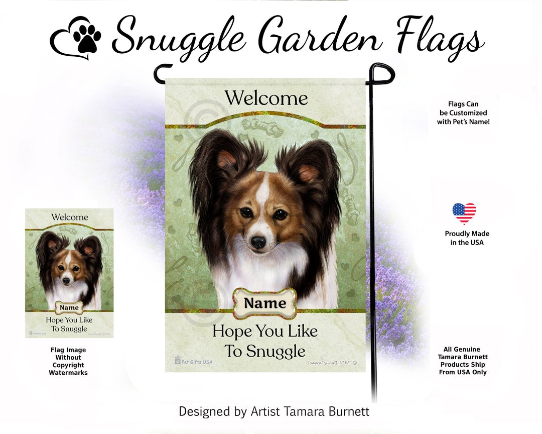 Papillon Hound Tri Color - I Hope You Like to Snuggle Garden Flag - Etsy