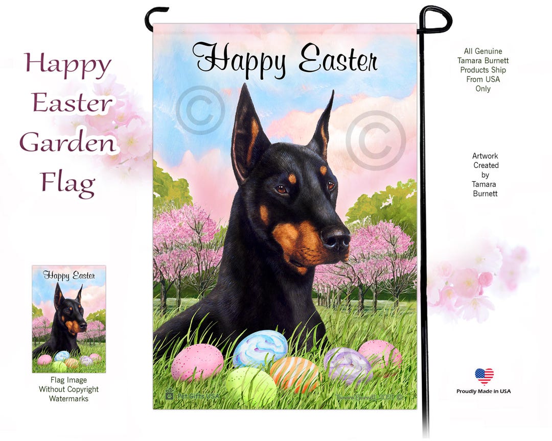 Doberman Pinscher (black and Tan) - Happy Easter Garden Flag - Etsy