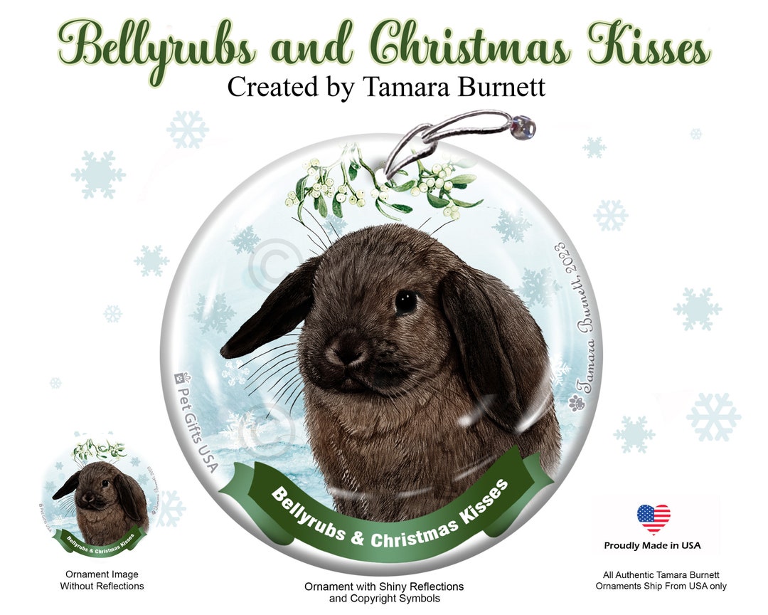 Rabbit Mini Lop Sable - Belly Rubs and Christmas Kisses Ornament - Etsy