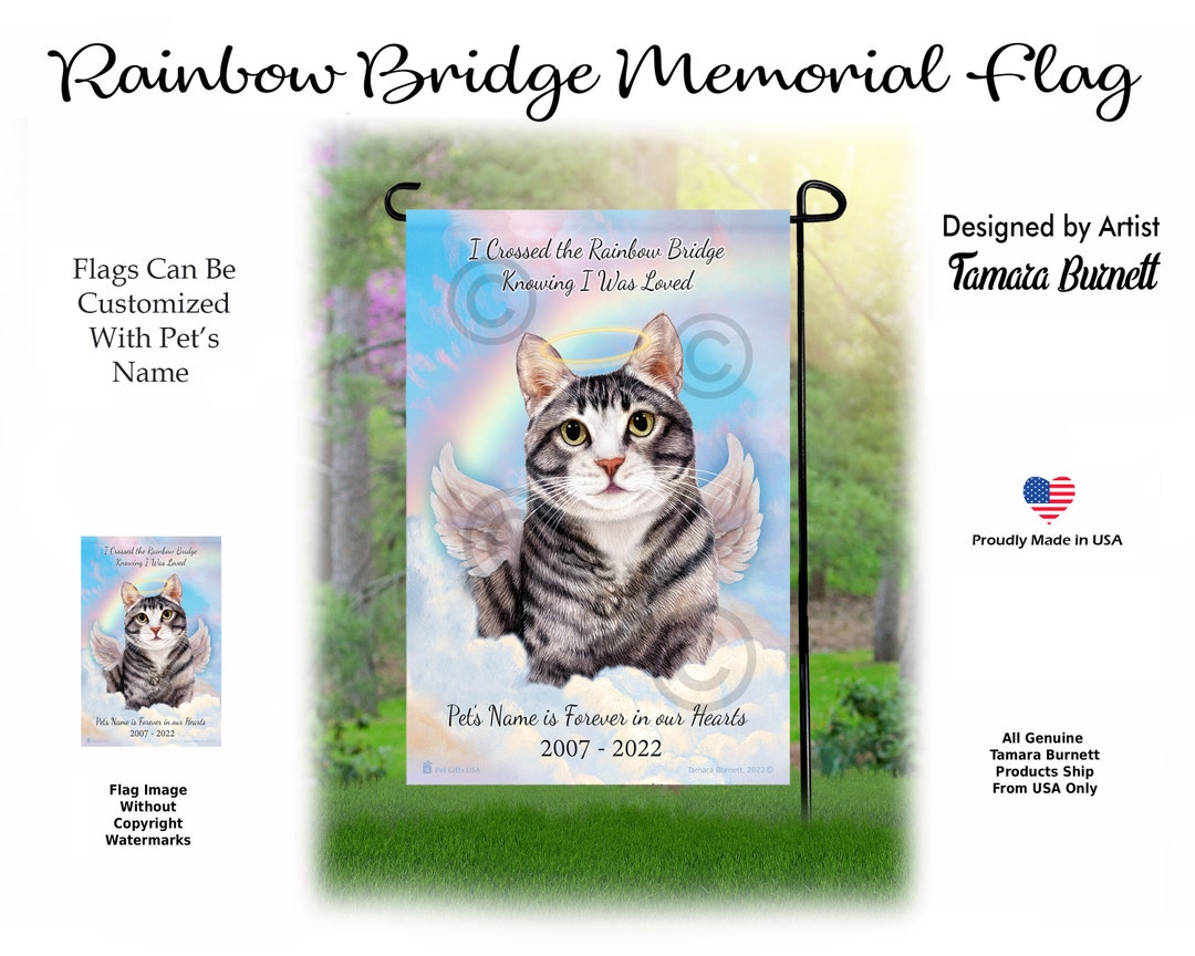 Tuxedo Silver & White Cat - Pet Memorial Garden Flag With ...