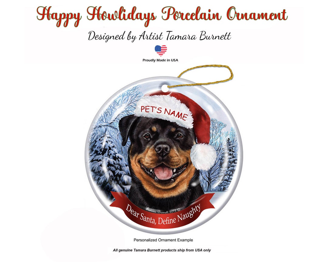 Rottweiler - Santa Hat Christmas Ornament - Etsy