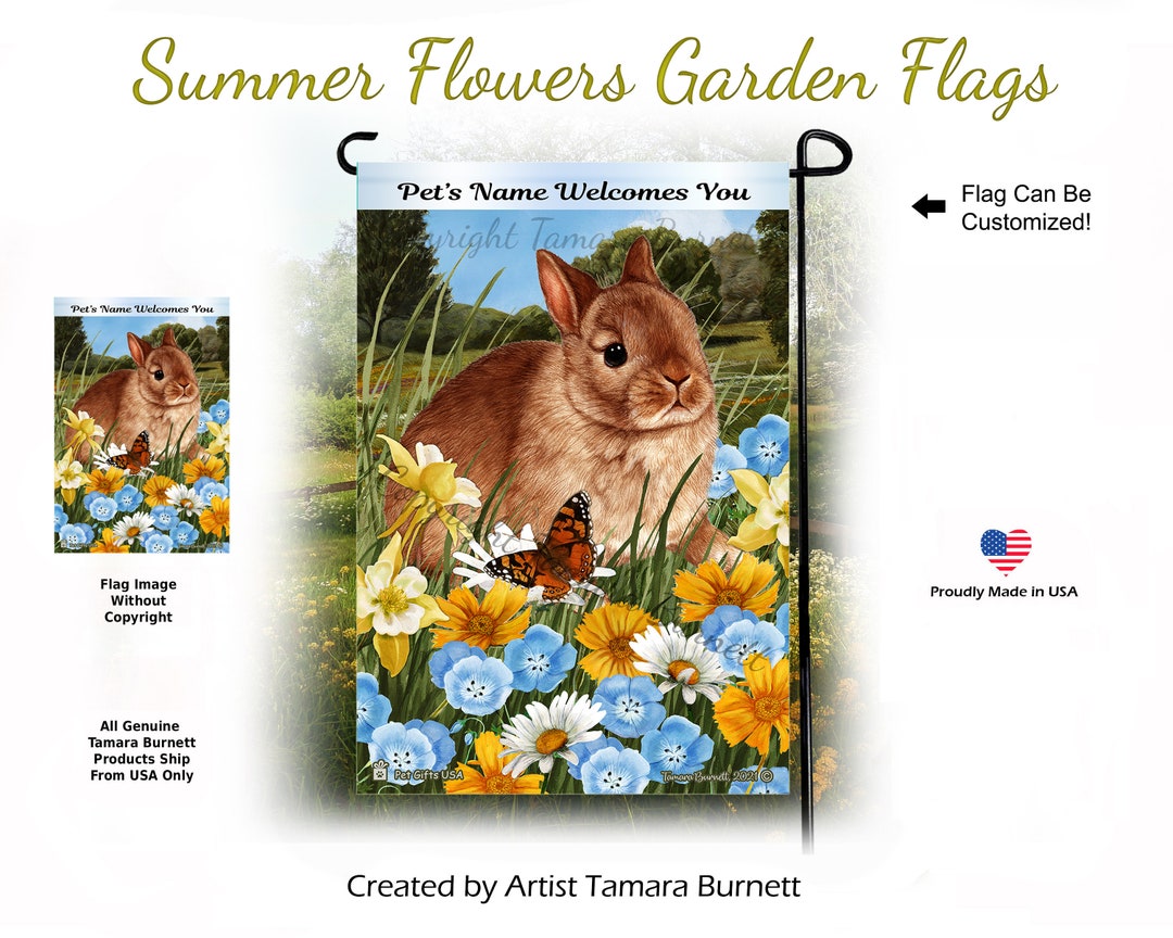 Netherland Dwarf Cinnamon Rabbit - Summer Flowers Garden Flag - Etsy
