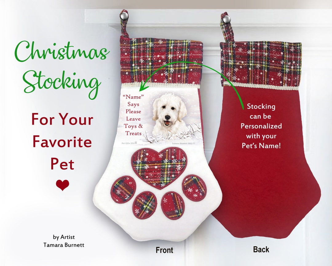 Goldendoodle Winter Plaid Christmas Stocking ( Can Personalize With ...