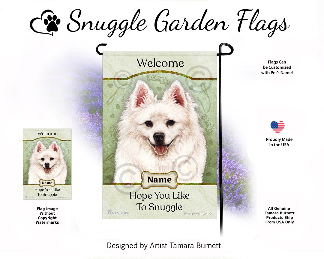 Personalized American Eskimo Garden Flag, Snuggle Design - Etsy