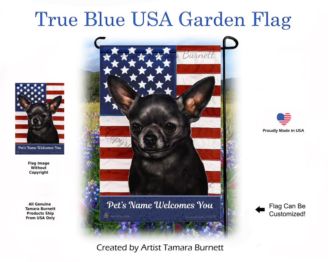 Chihuahua Black - True Blue Patriotic Garden Flag - Etsy