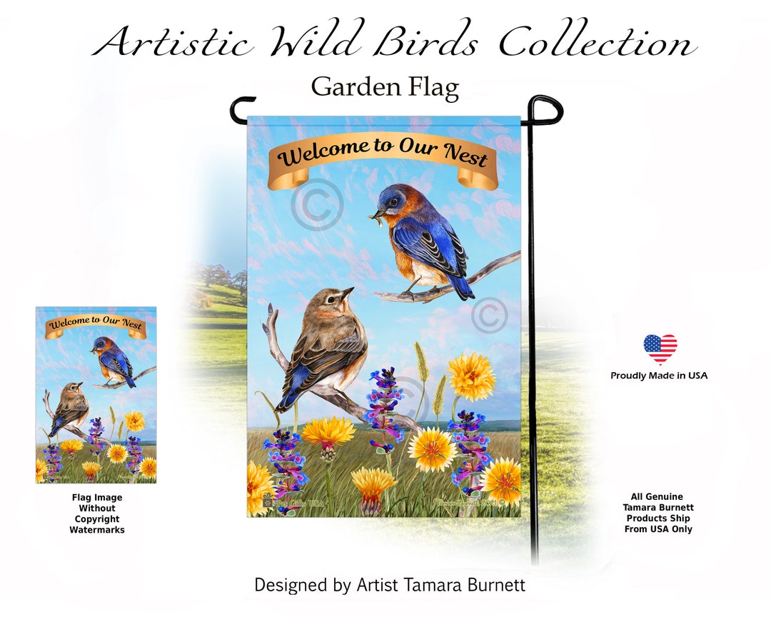 Eastern Bluebird - Welcome to Our Nest Garden Flag - Etsy