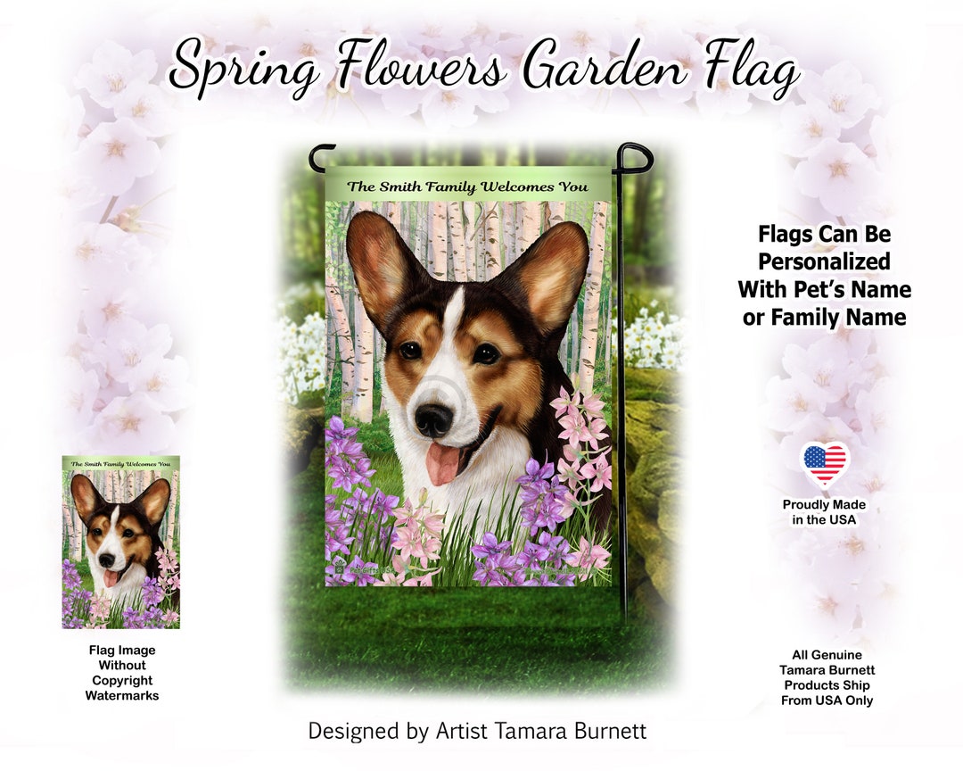 Corgi Cardigan Sable & White Spring Design Garden Flag - Etsy
