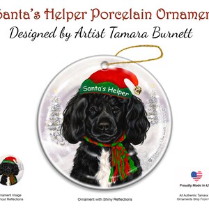 Portuguese Water Dog Black and White Beardless Santa's Helper Christmas ...