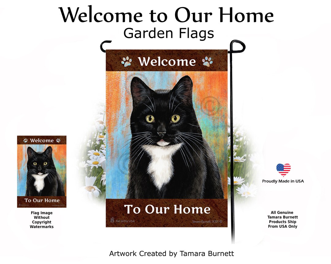 Tuxedo Cat - Welcome to Our Home Garden Flag - Etsy