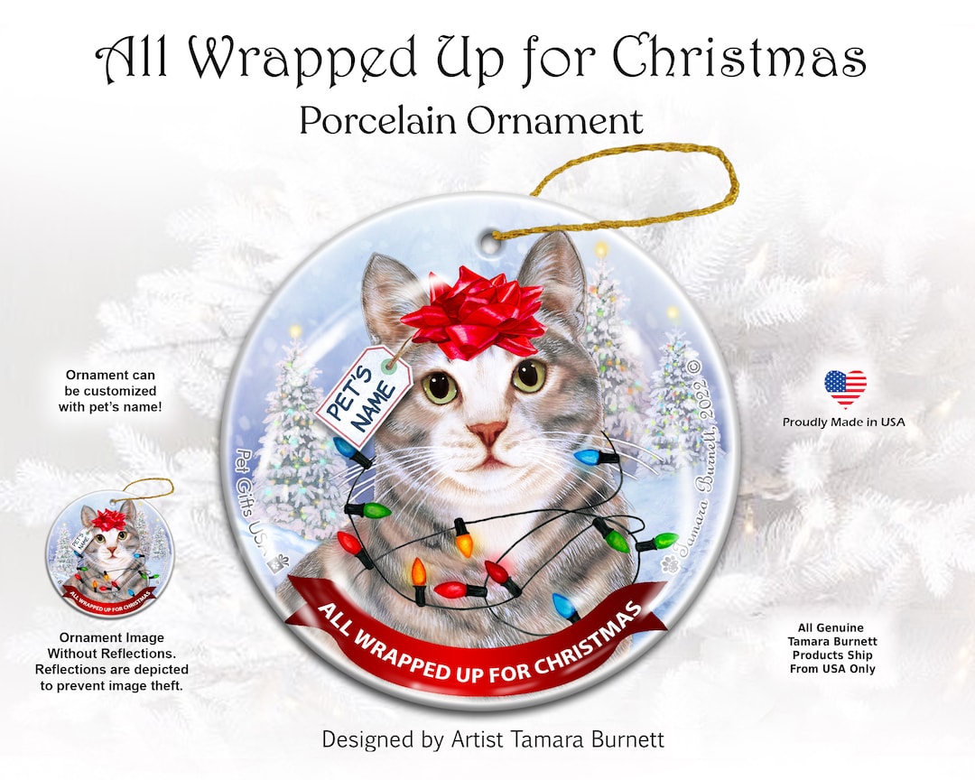 Tortiseshell Blue Cream Cat All Wrapped up for Christmas Ornament - Etsy