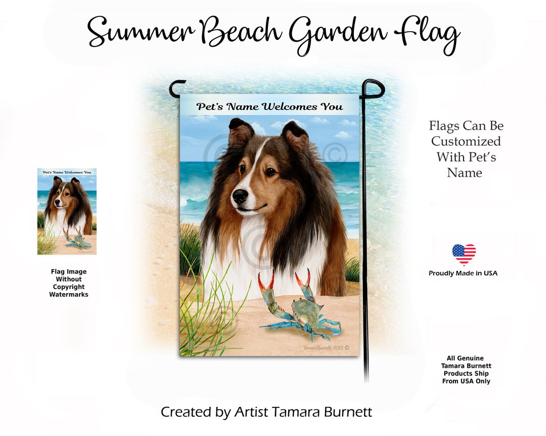 Sheltie Sable Summer Beach Scene Garden Flag - Etsy