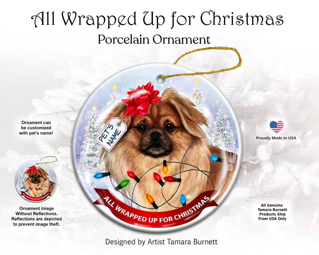 Tibetan Spaniel Red (fawn) All Wrapped up for Christmas Ornament - Etsy