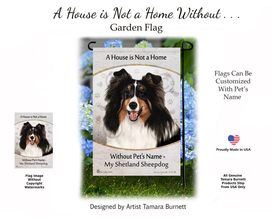 Sheltie Garden Flag – Tri Color Shetland Sheepdog Art, Customizable - Etsy