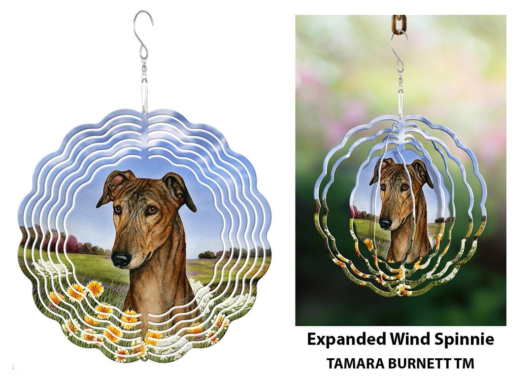 Greyhound Red Brindle - Wind Spinner - Etsy