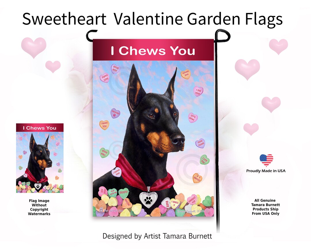 Doberman (black, Cropped) - Valentine's Day Sweetheart Garden Flag - Etsy