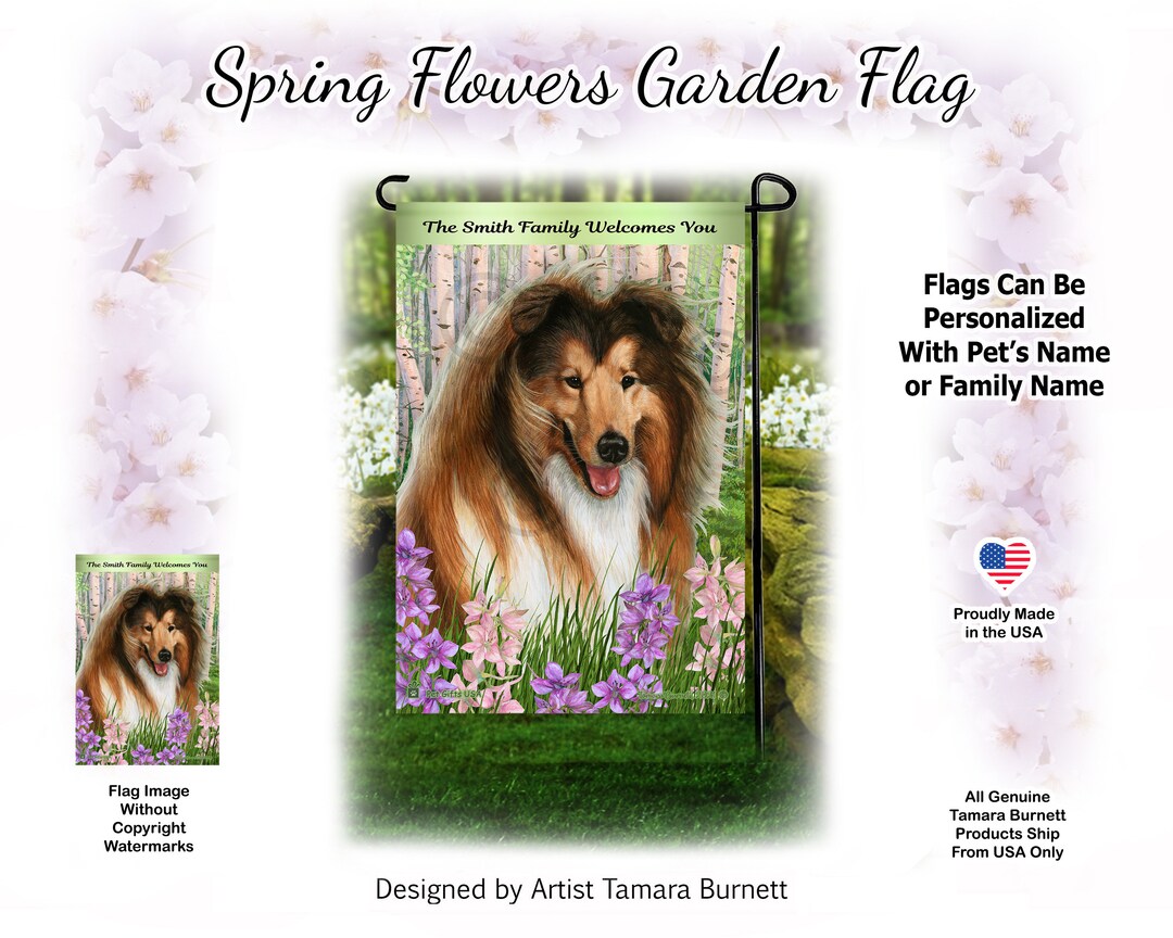 Collie Sable Spring Design Garden Flag - Etsy