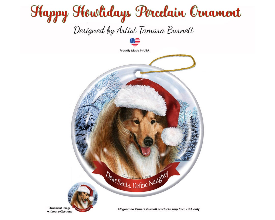 Collie Sable - Santa Hat Christmas Ornament - Etsy