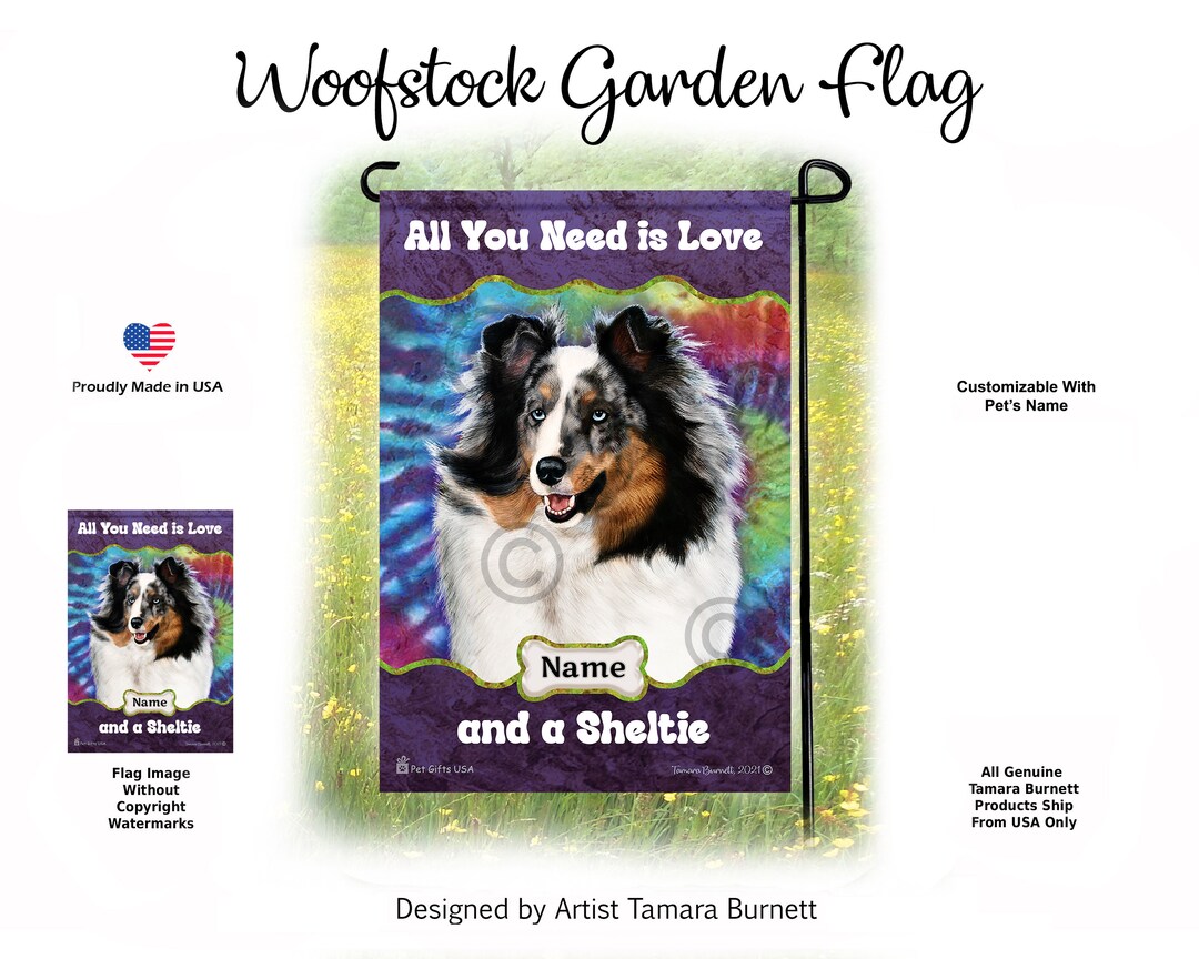All You Need is Love and a Sheltie Blue Merle - Woofstock Garden Flag ...
