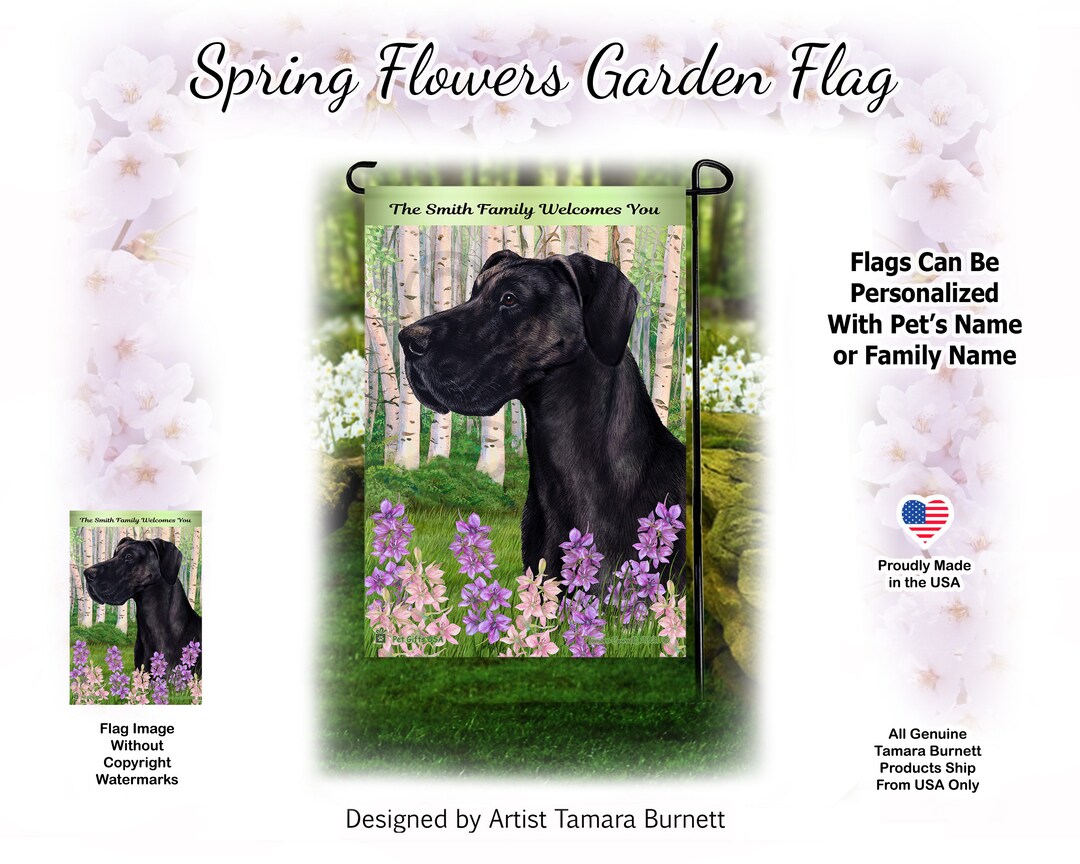 Personalized Black Great Dane Spring Garden Flag - Etsy