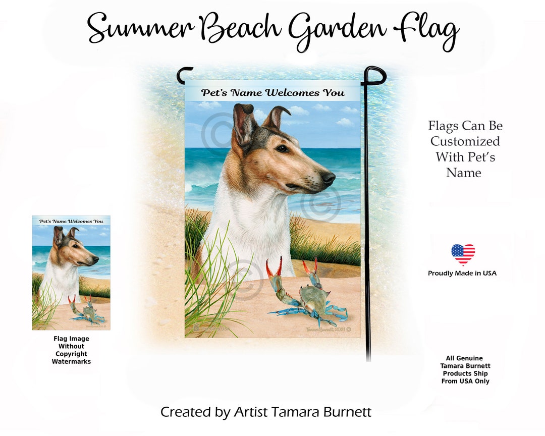 Smooth Collie Sable & White Summer Beach Scene Garden Flag - Etsy