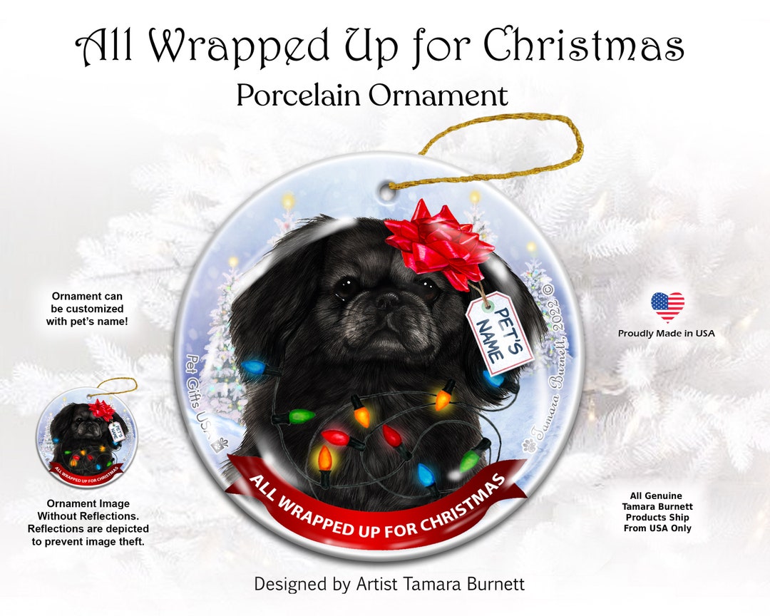 Pekingese Black All Wrapped up for Christmas Ornament - Etsy