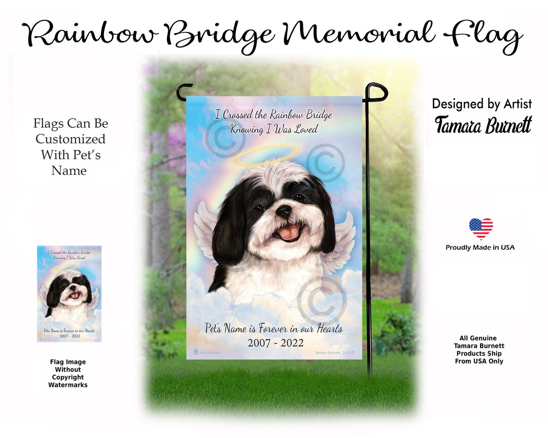 Shih Tzu Black & White - Pet Memorial Garden Flag With Personalization ...